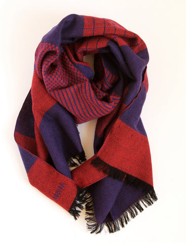 Rodier - Wool Striped Muffler Navy/Red – zodiacgifts.com